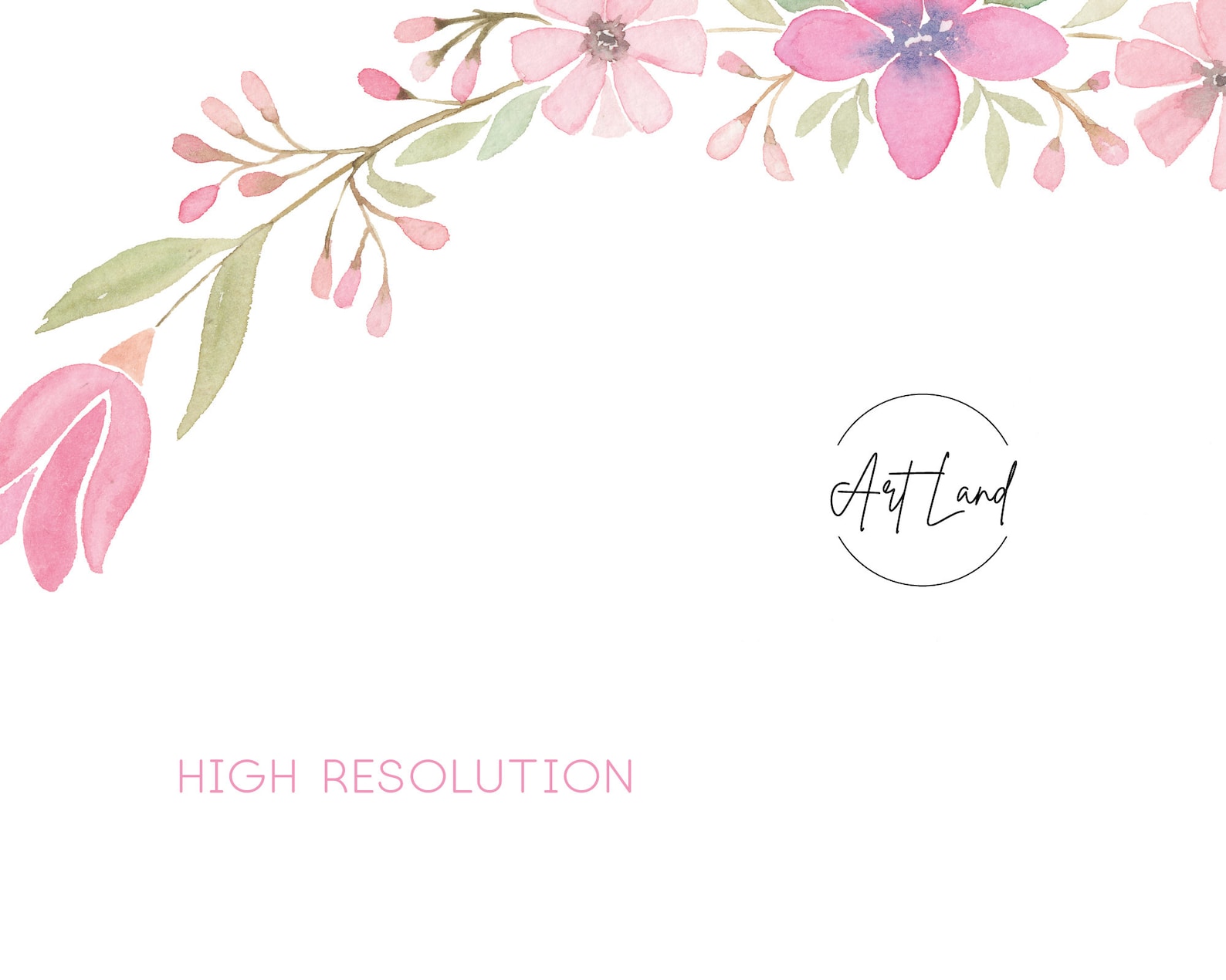 Floral Frame Clip Art Floral Frame Pink Green Flowers - Etsy