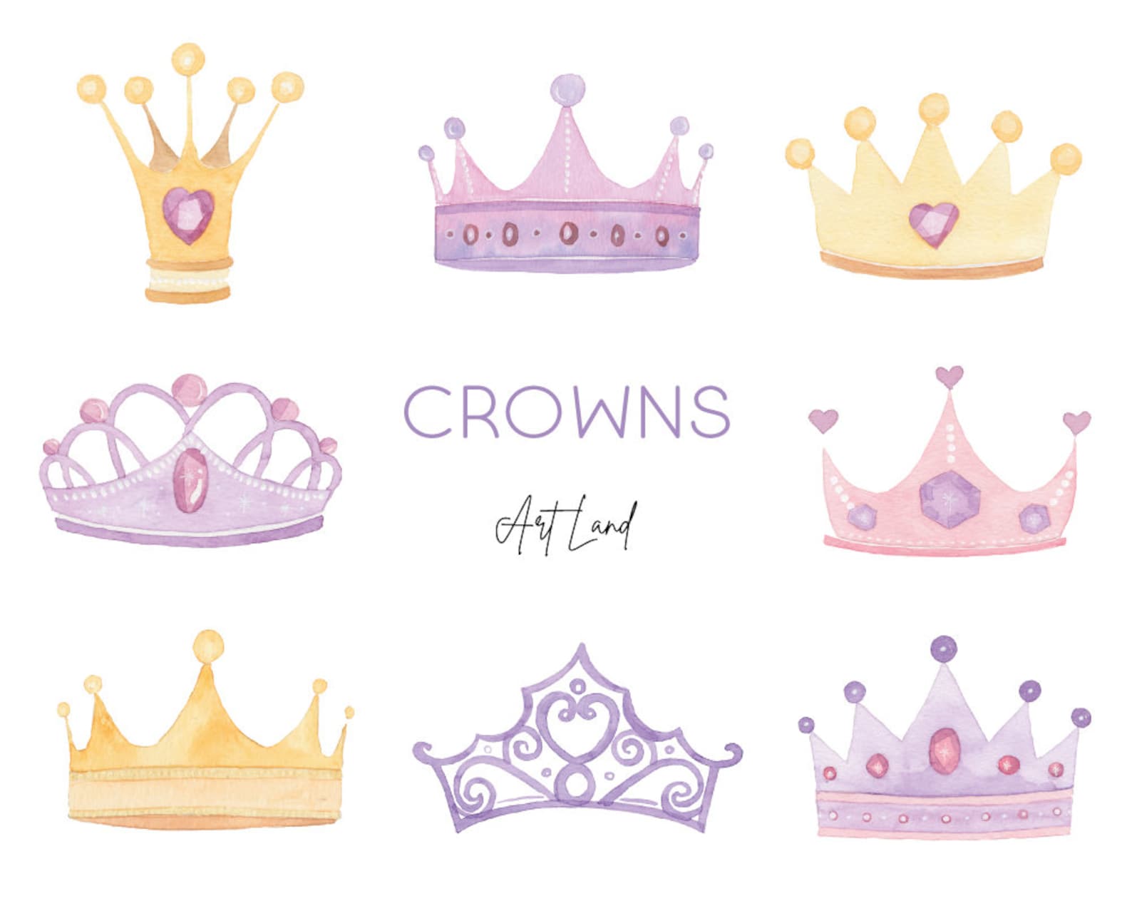 Watercolor Crowns Hand Painted Watercolour Digital Crown - Etsy