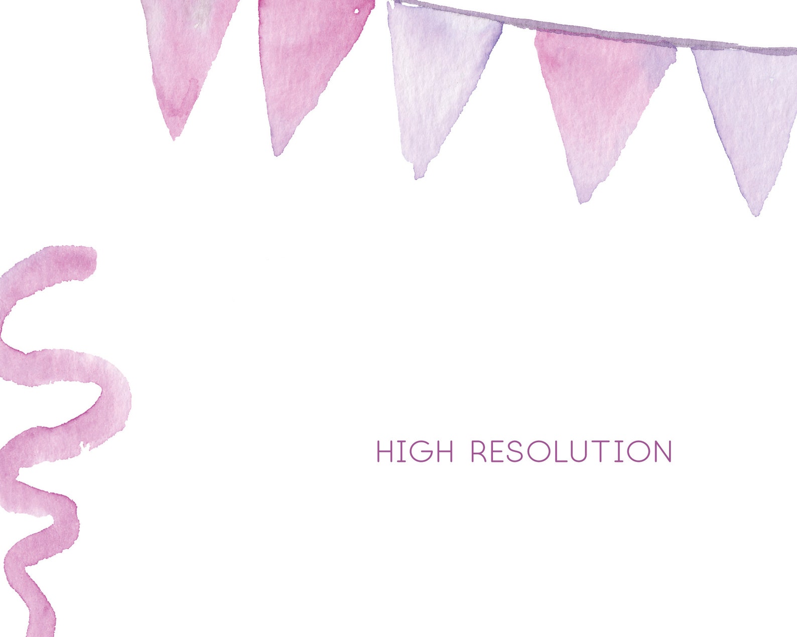 Bunting Flag Watercolor Clip Art Elements Pink Banner Pink - Etsy
