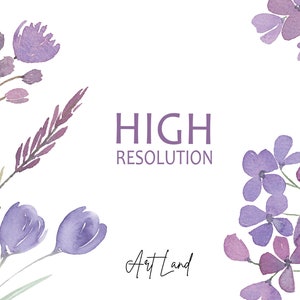 Watercolor Purple Wildflowers Clipart, Botanical Floral, Wild Flowers ...