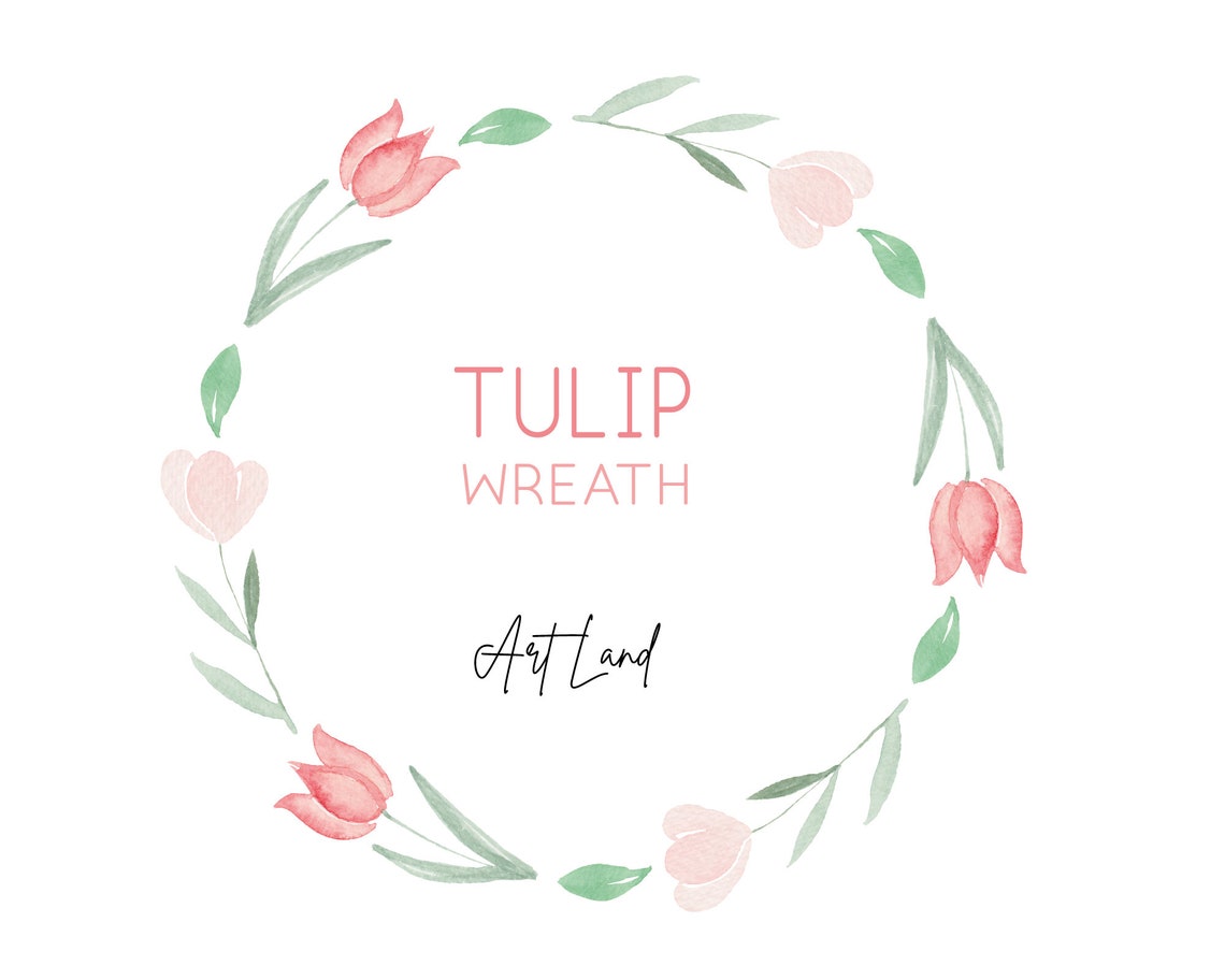 Tulip Floral Wreath Watercolor Tulip Clipart Easter Wreath | Etsy