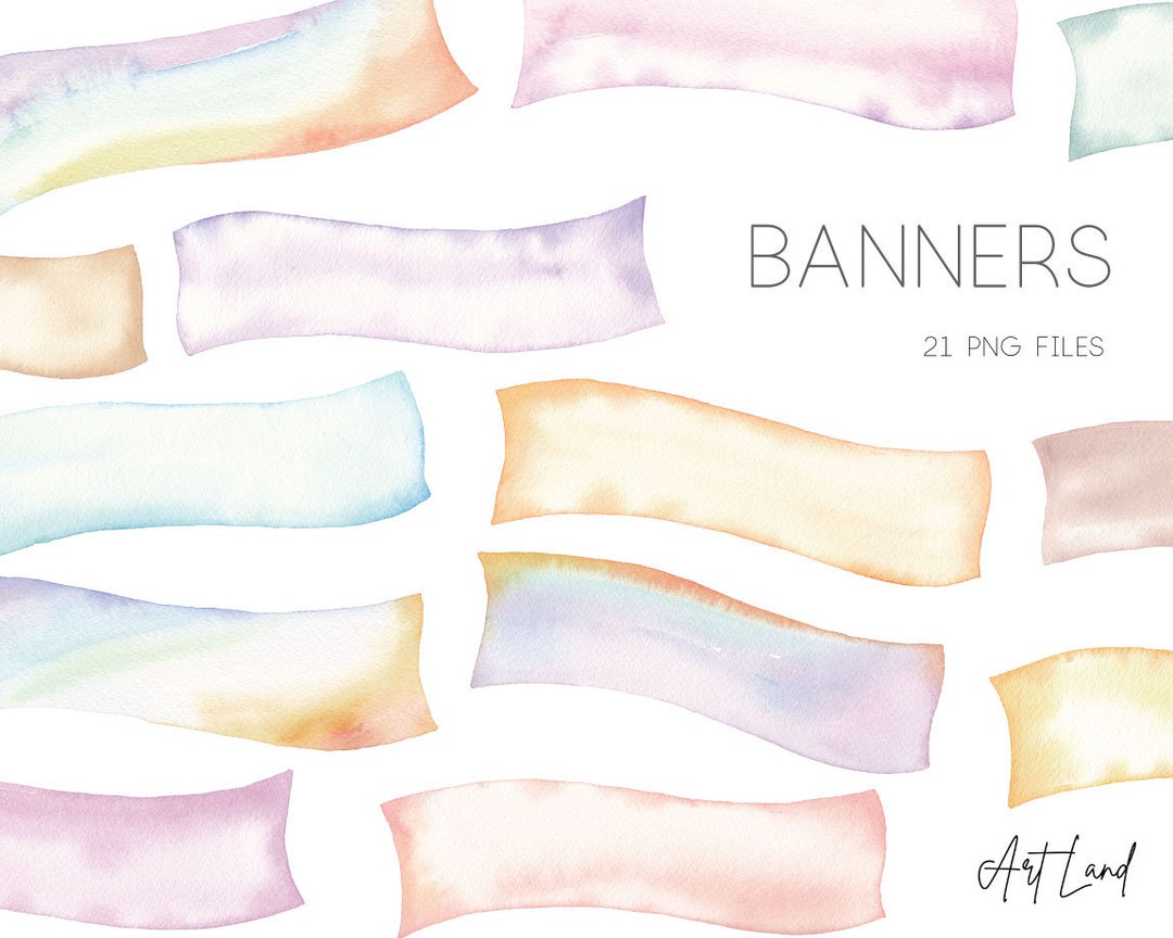 Watercolor Ribbon Banners Clipart, Watercolor Rainbow Color Clip Art ...