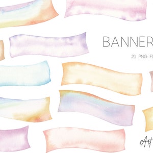Watercolor Ribbon Banners Clipart, Watercolor Rainbow Color Clip Art ...