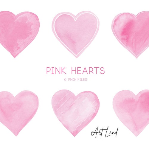 Pink Hearts Watercolor Clipart 11 Hand Painted PNG Watercolor - Etsy