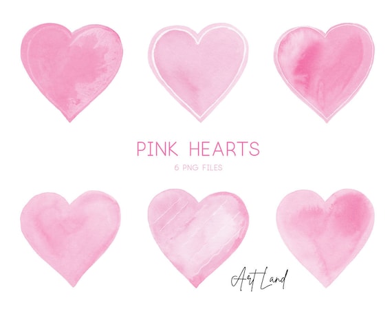 Heart Clip Art Pink Heart Love Clipart Hand Painted - Etsy UK