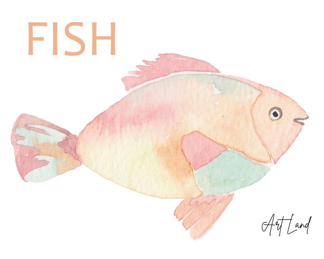 Hand-painted Watercolor Fish Clip Art, Sea Life Art, Watercolour ...