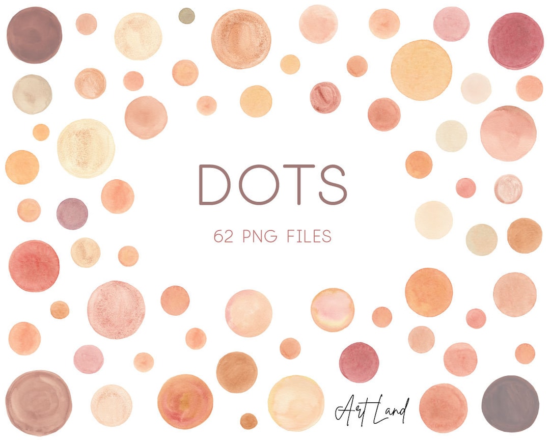 Watercolor Orange Dots Clipart: 62 Hand-painted Boho Circles (PNG ...