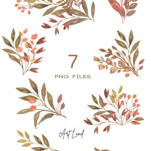 Watercolor Clipart Autumn Leaves Arrangement Falling Fall - Etsy