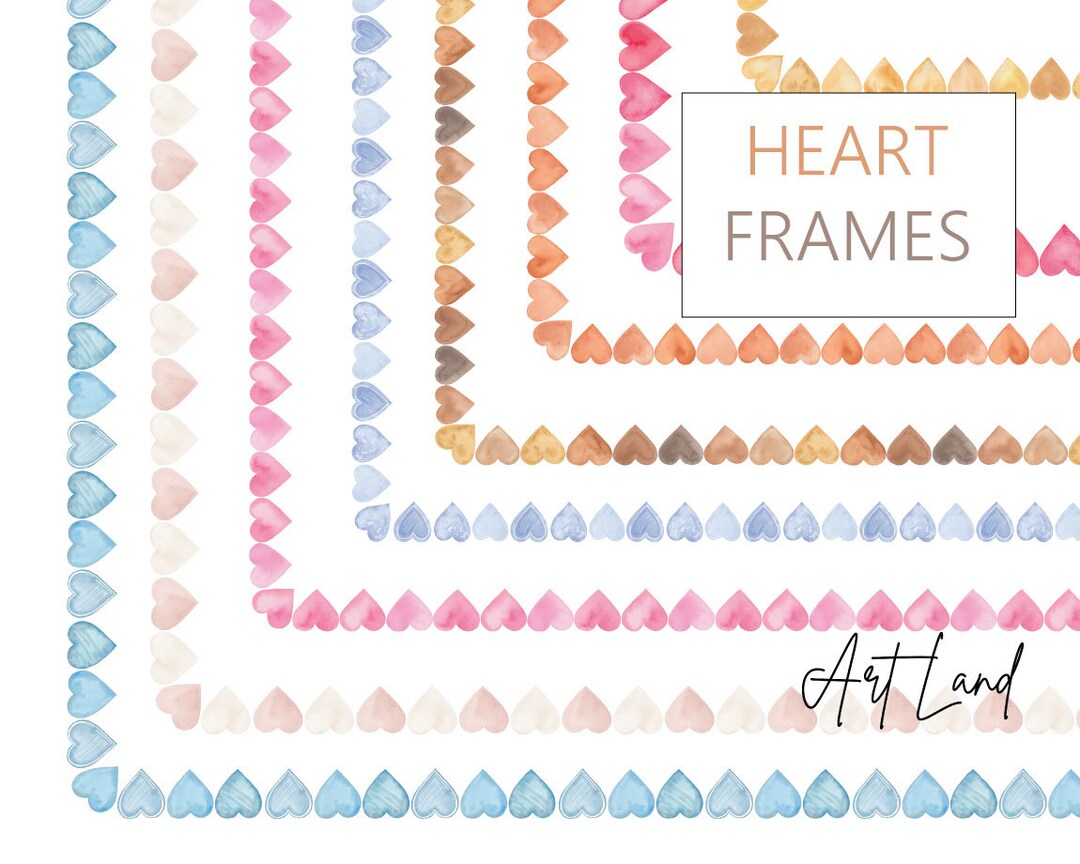 Watercolor Heart Frame, Clip Art Baby Shower Invitation , Valentines ...