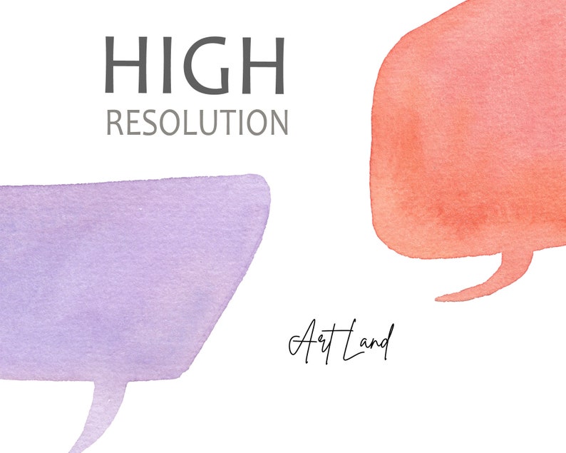 Watercolor Speech Bubble Clipart Hand Painted Clipart - Etsy