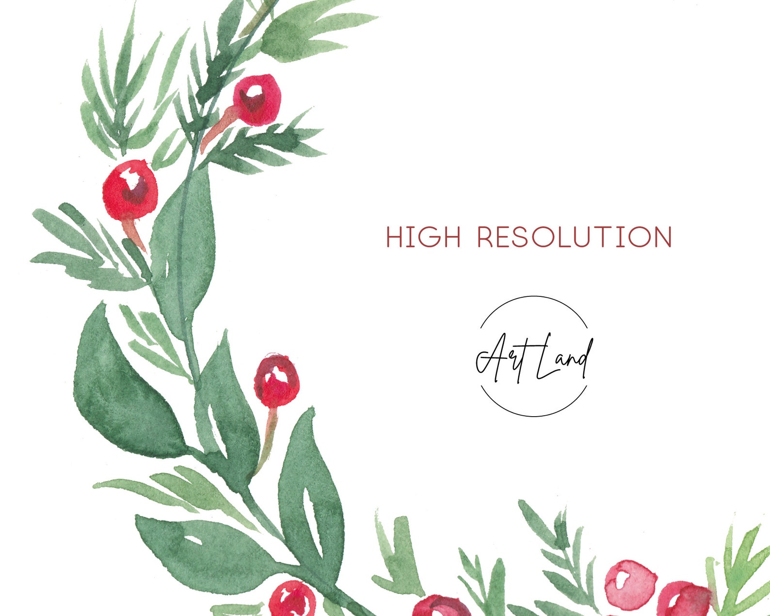 Christmas Wreath Clipart Watercolor Winter Clipart Holiday - Etsy