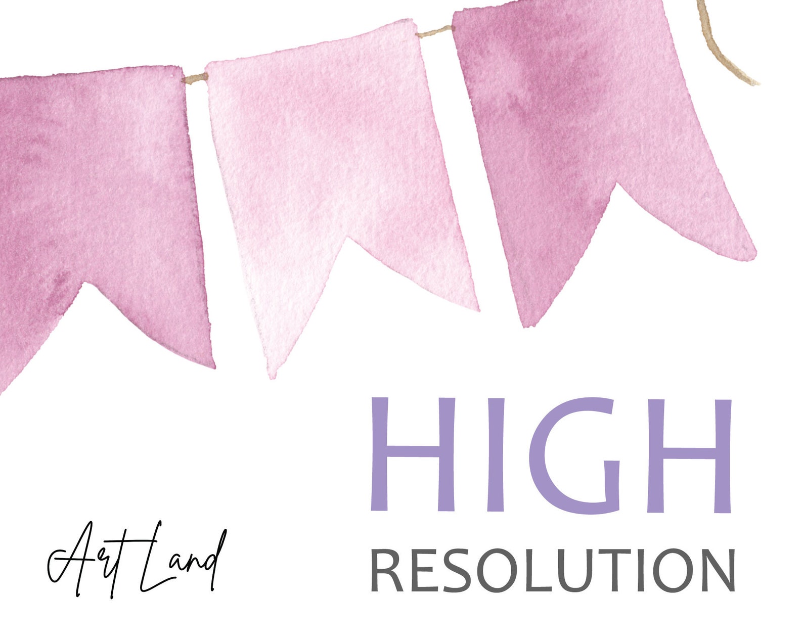 Watercolor Bunting Clipart Watercolor Banners Birthday - Etsy UK