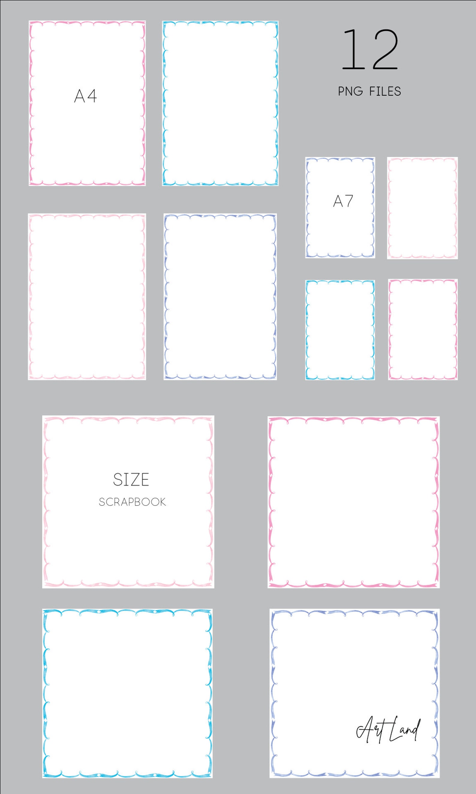 Watercolor Frame Digital Clipart Frame Clipart Clip Art - Etsy