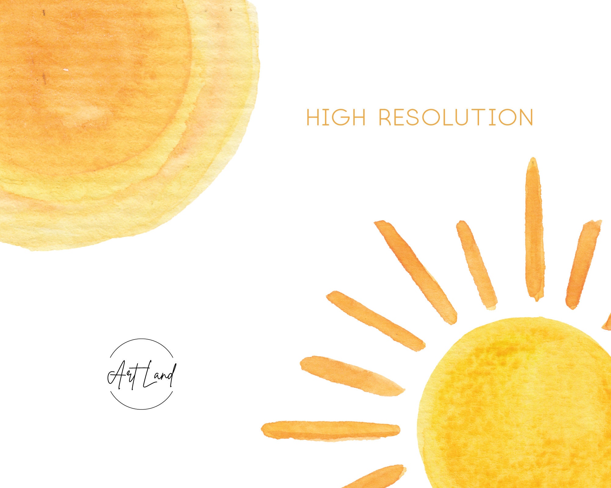 Watercolor Sun Clipart Hand Painted Watercolour Digital Sun - Etsy
