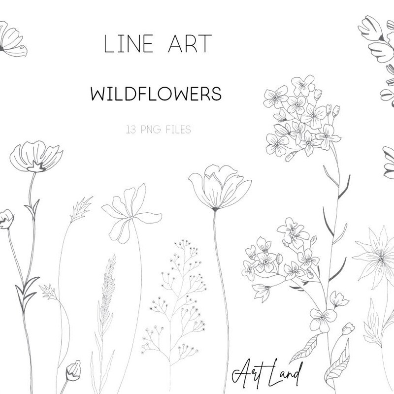 Sketch Flowers Mural - Etsy