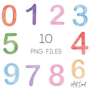 Watercolor Numbers, Numbers Clipart, Clip Art Party Invitation , Baby ...