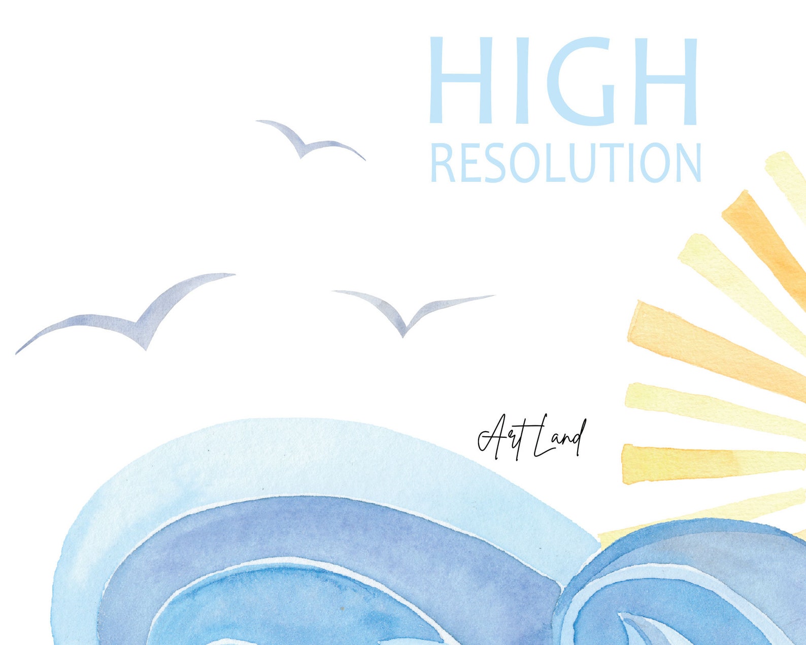 Watercolor Summer Clipart Hand Painted Watercolour Digital | Etsy