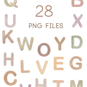Watercolor Alphabet, Digital Clipart- Boho Alphabet Clipart, Hand ...