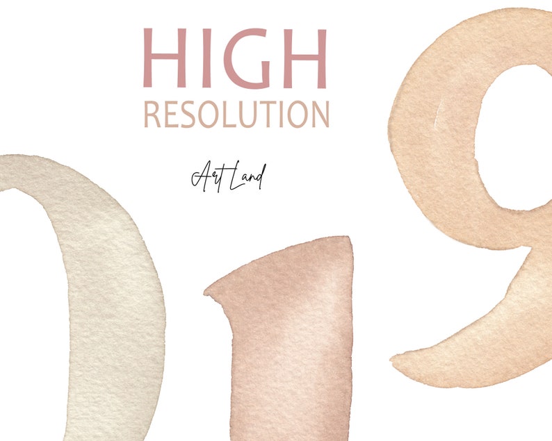 Watercolor Boho Numbers Clipart: 20 Hand-painted Numerals (PNG, Digital ...