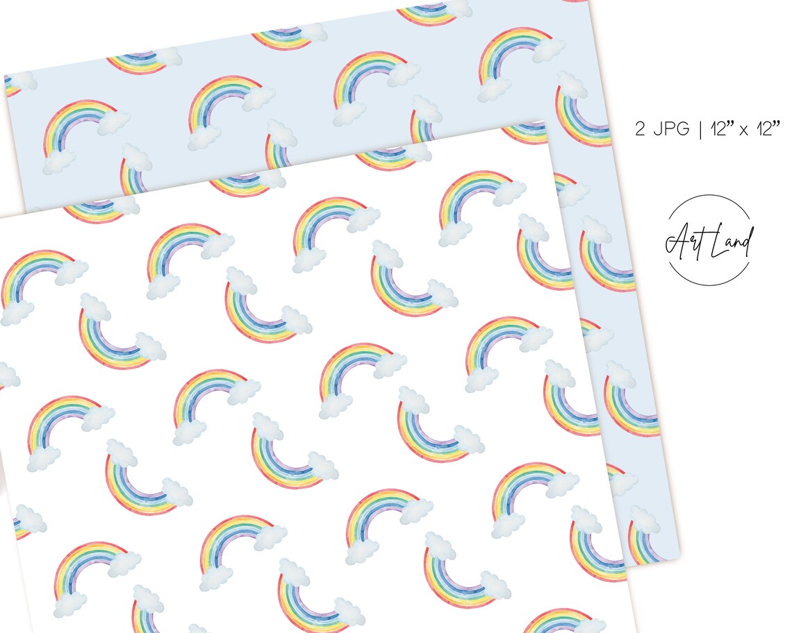 Rainbows Digital Paper Rainbow Seamless Pattern Digital | Etsy