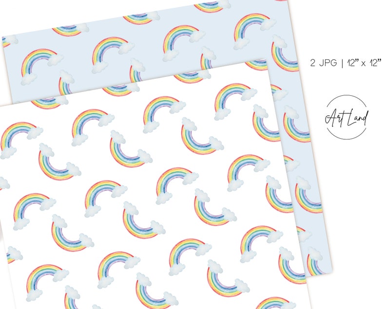 Rainbows Digital Paper Rainbow Seamless Pattern Digital | Etsy