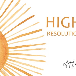 Watercolor Sun Clipart, Hand Painted Watercolour Digital Sun Clip Art ...