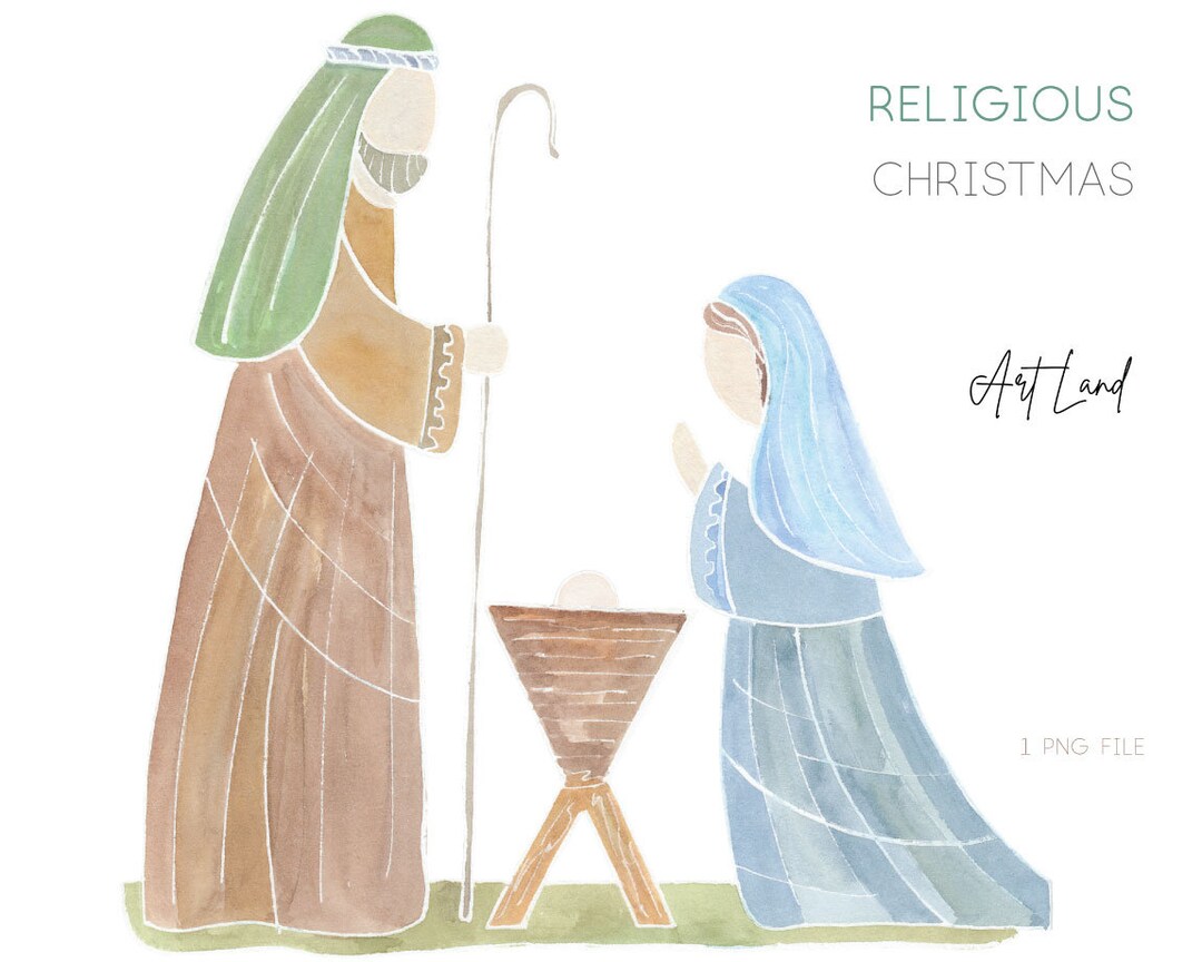 Watercolor Nativity, Religious Christmas Clip Art, Hand Painted ...