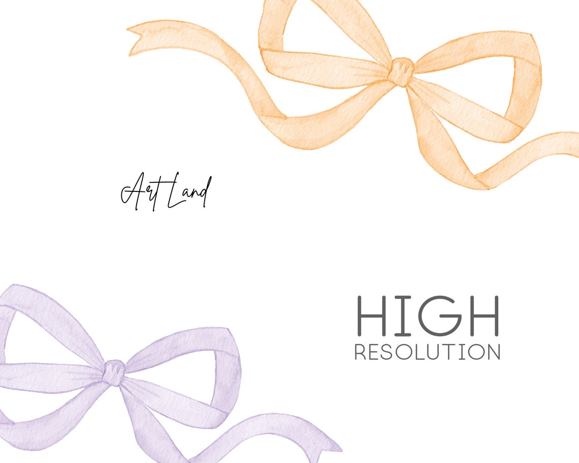 Watercolor Bows Clipart Watercolor Clip Art Files Hand - Etsy