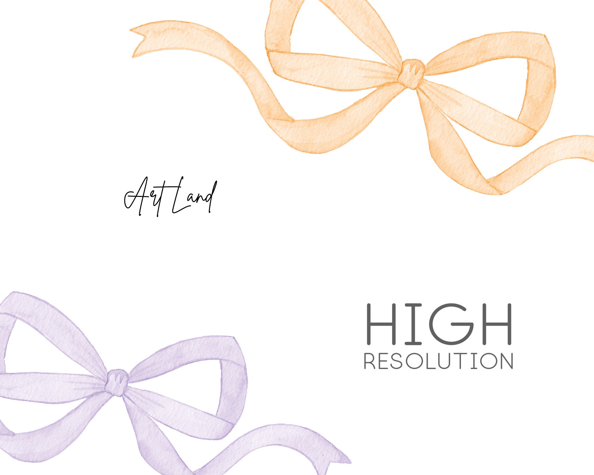 Watercolor Bows Clipart Watercolor Clip Art Files Hand - Etsy