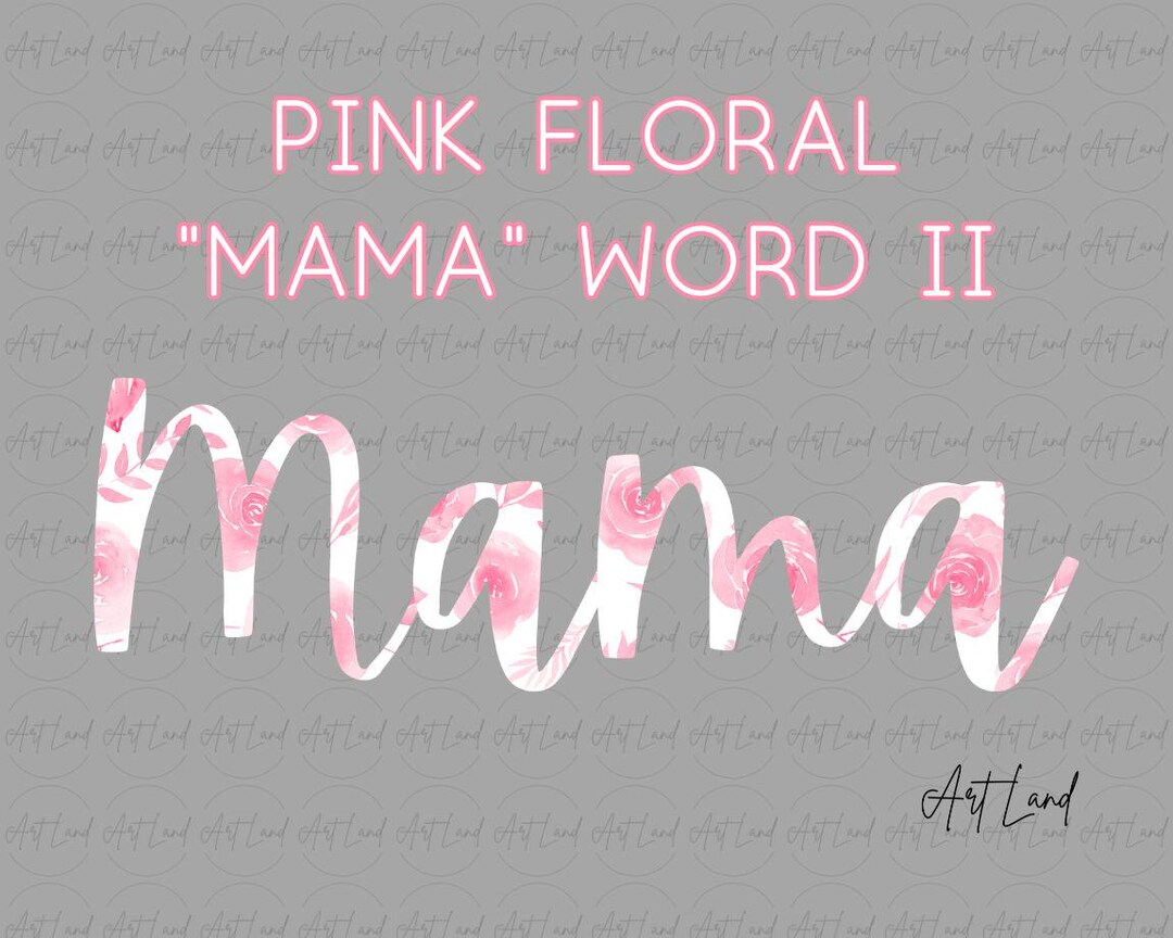 Watercolor Pink Floral Mama Clipart: Hand-painted Word (PNG, Digital ...
