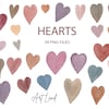 Heart Clip Art, Boho Hearts, Love Clipart, Hand Painted Watercolour ...