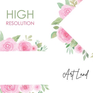 Watercolor Floral Clipart Frames Border Pink Roses Flower, Watercolour ...
