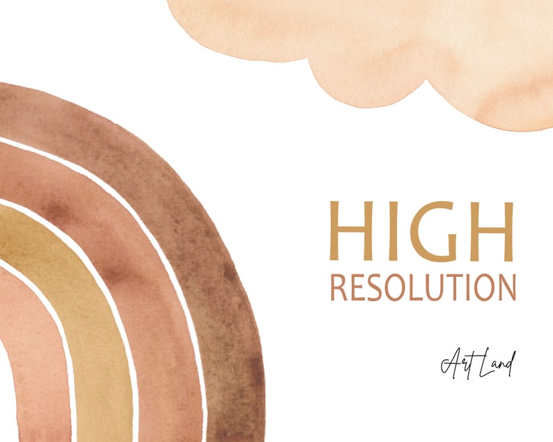 Watercolor Boho Weather Clip Art Rainbow Sun Stars moon - Etsy