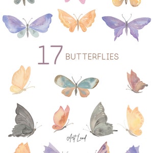 Watercolor Butterflies Clip Art Set, Hand Painted Butterfly Watercolour ...
