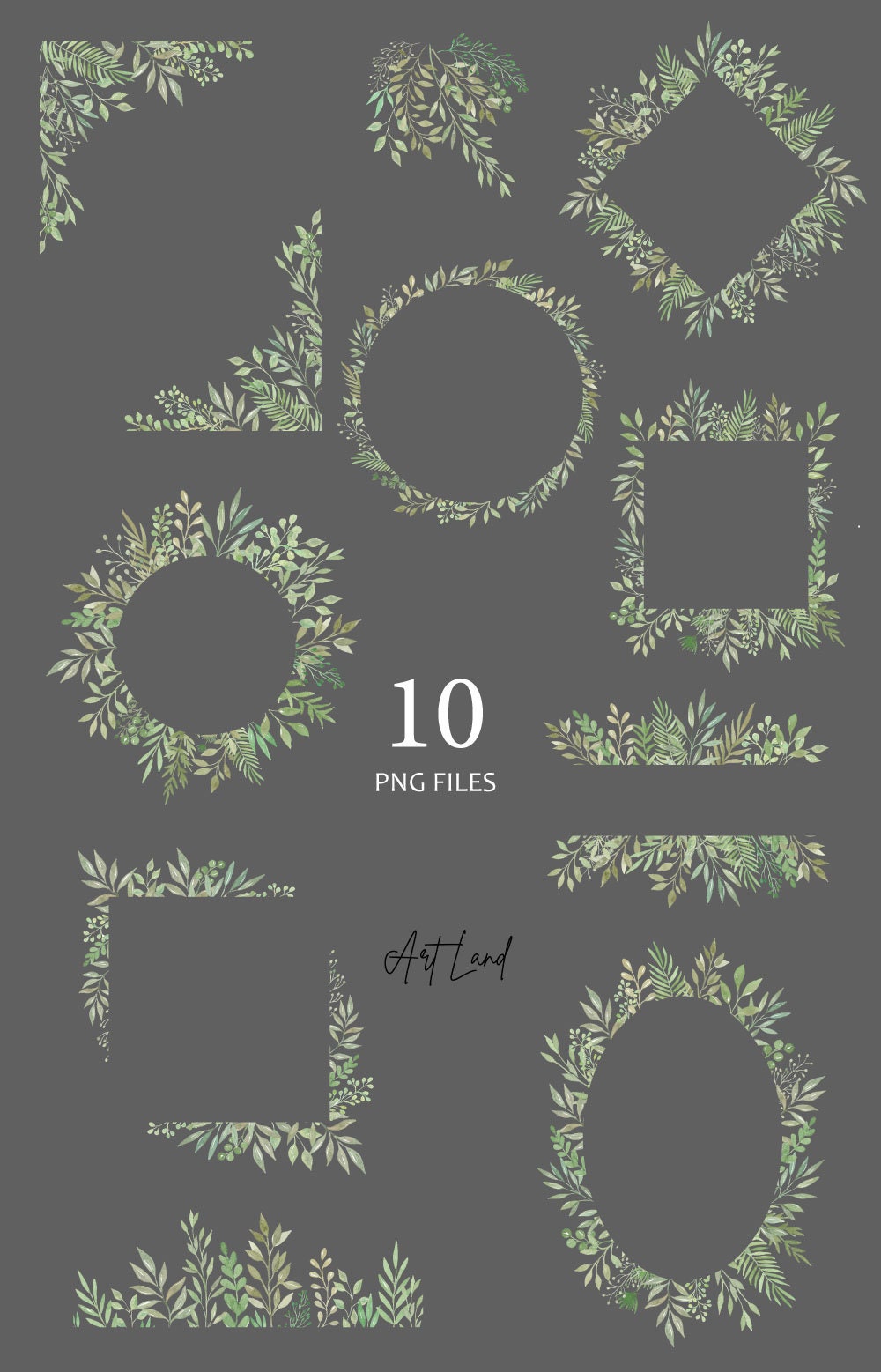 Watercolor Greenery Bundle, Green Leaves Branches Greenery, Watercolor ...