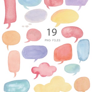 Watercolor Speech Bubble Clipart, Hand Painted Clipart, Watercolor ...