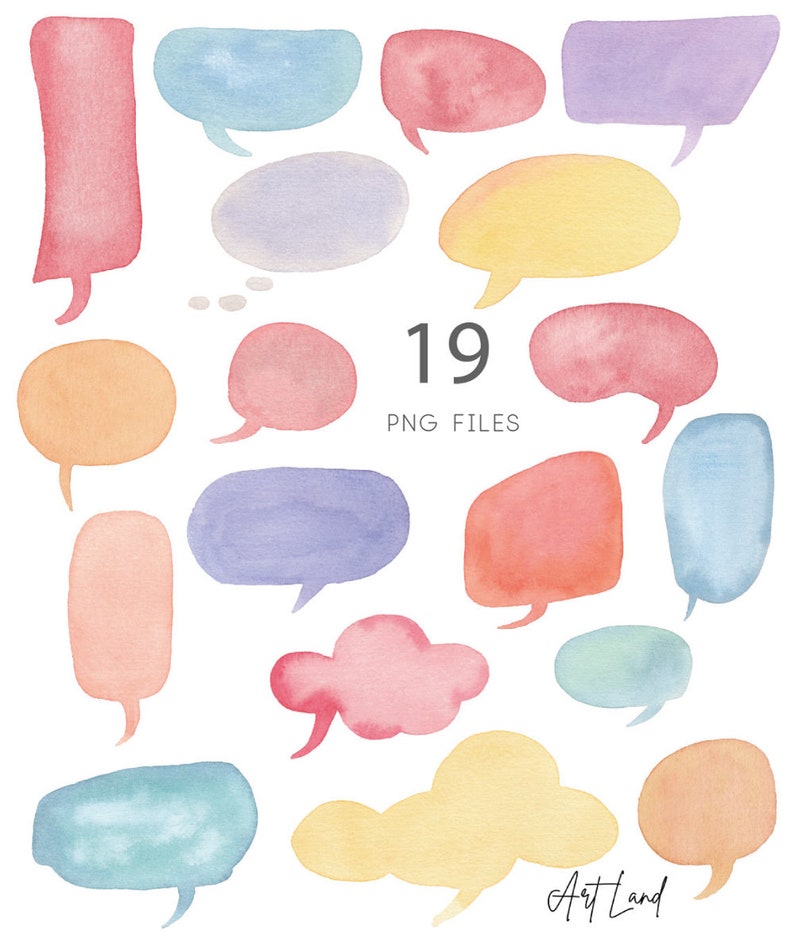 Watercolor Speech Bubble Clipart Hand Painted Clipart - Etsy
