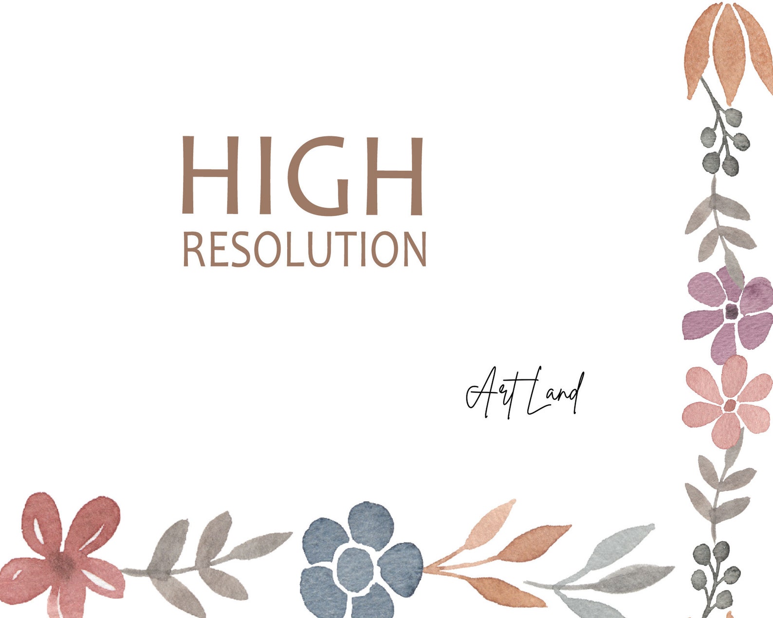 Watercolor Floral Clipart Frames Border Purple Flowers | Etsy