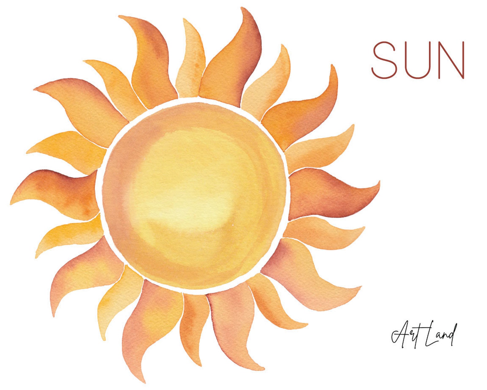 Watercolor Sun Clipart Hand Painted Watercolour Digital Sun - Etsy UK