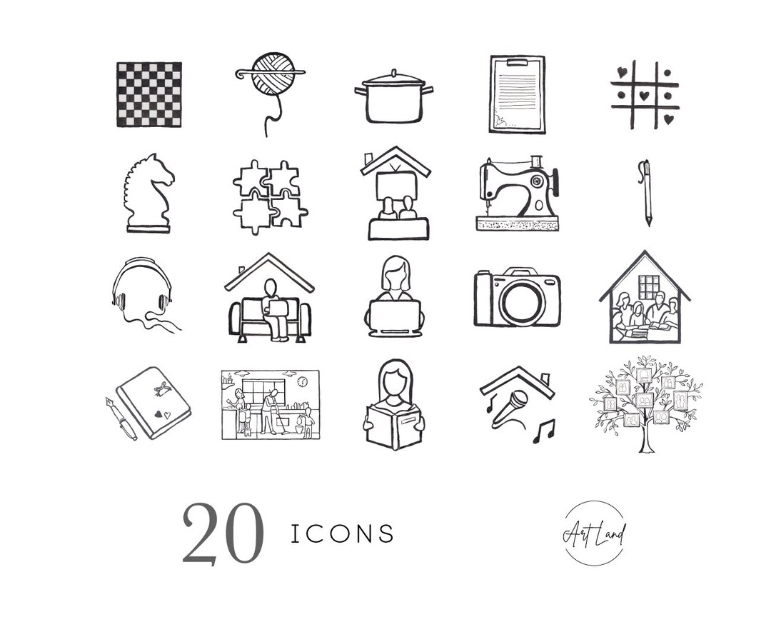 Line Art Instagram Story Highlight Icons – 20 Hand-drawn Home & Family ...