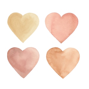 Watercolor Boho Hearts Clipart: 12 Hand-painted Elements (PNG, Digital ...
