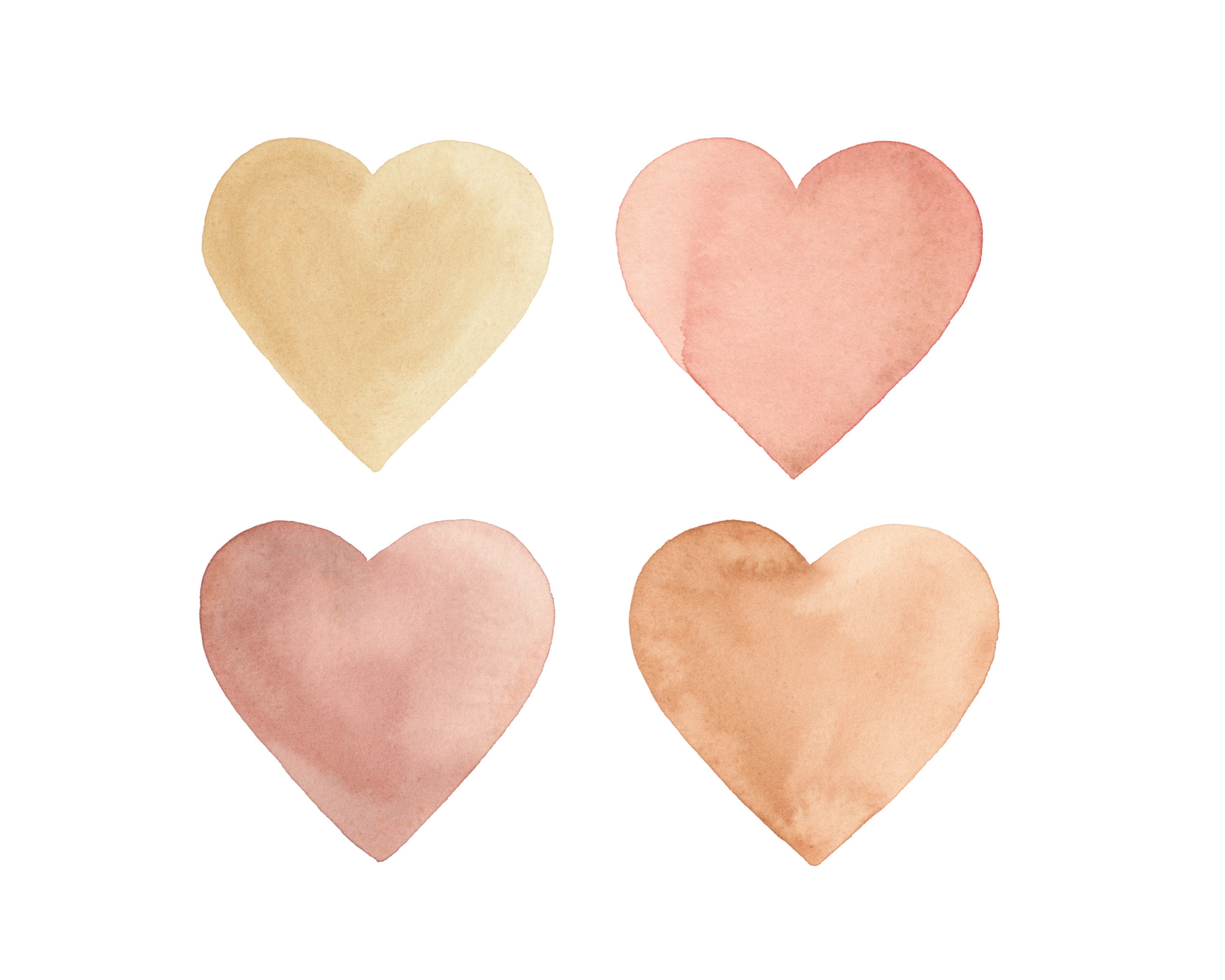 Heart Clip Art, Boho Heart, Love Clipart, Hand Painted Watercolour ...