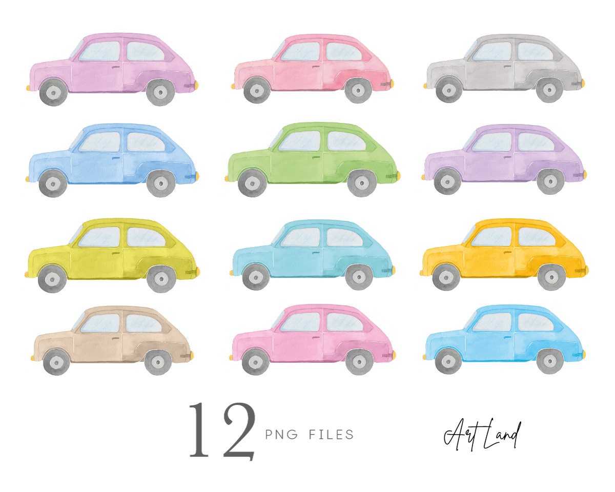 Watercolor Car Clip Art Hand Painted Cars Watercolour | Etsy