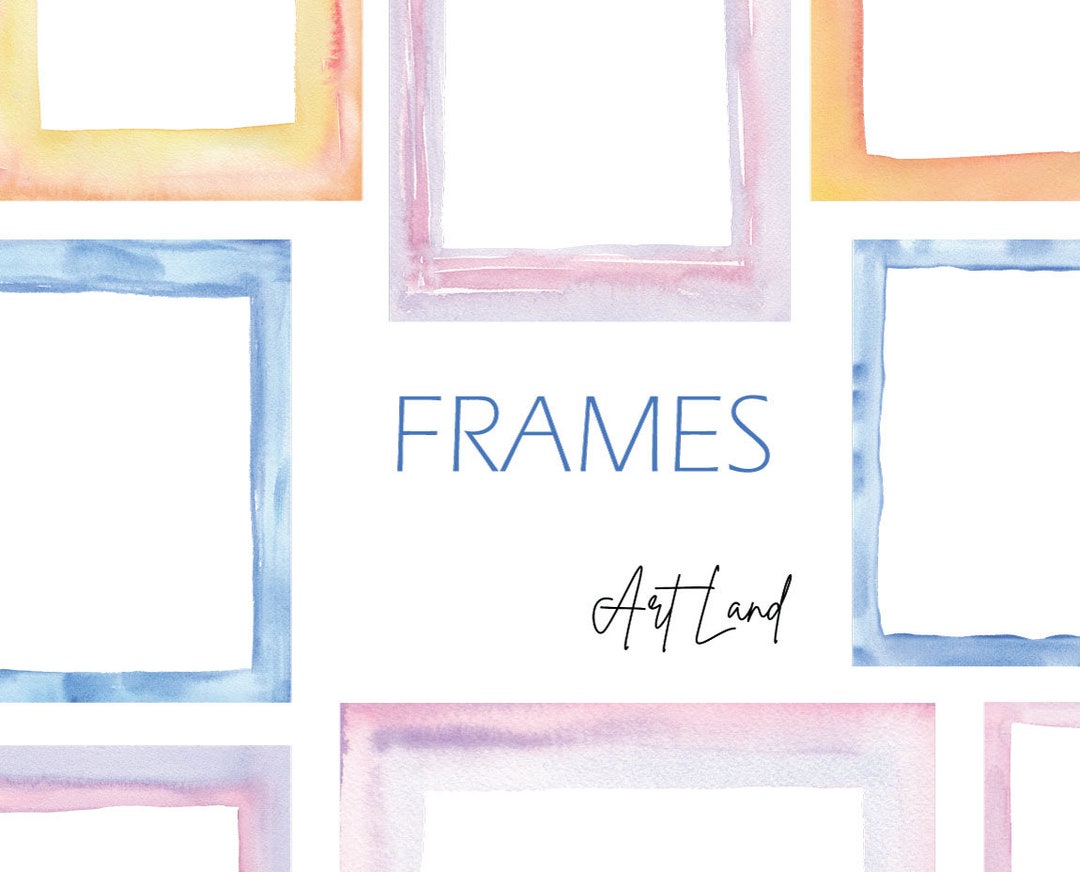 Watercolor Border, Digital Clipart- Frames Clipart, Clip Art Invitation ...