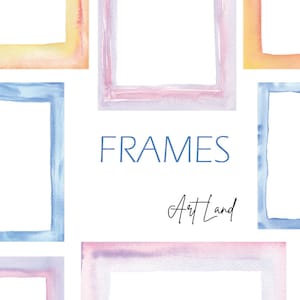 Watercolor Border, Digital Clipart- Frames Clipart, Clip Art Invitation ...