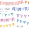 Digital Clipart Graphics Pink and Blue Bunting Flags Commercial Use ...