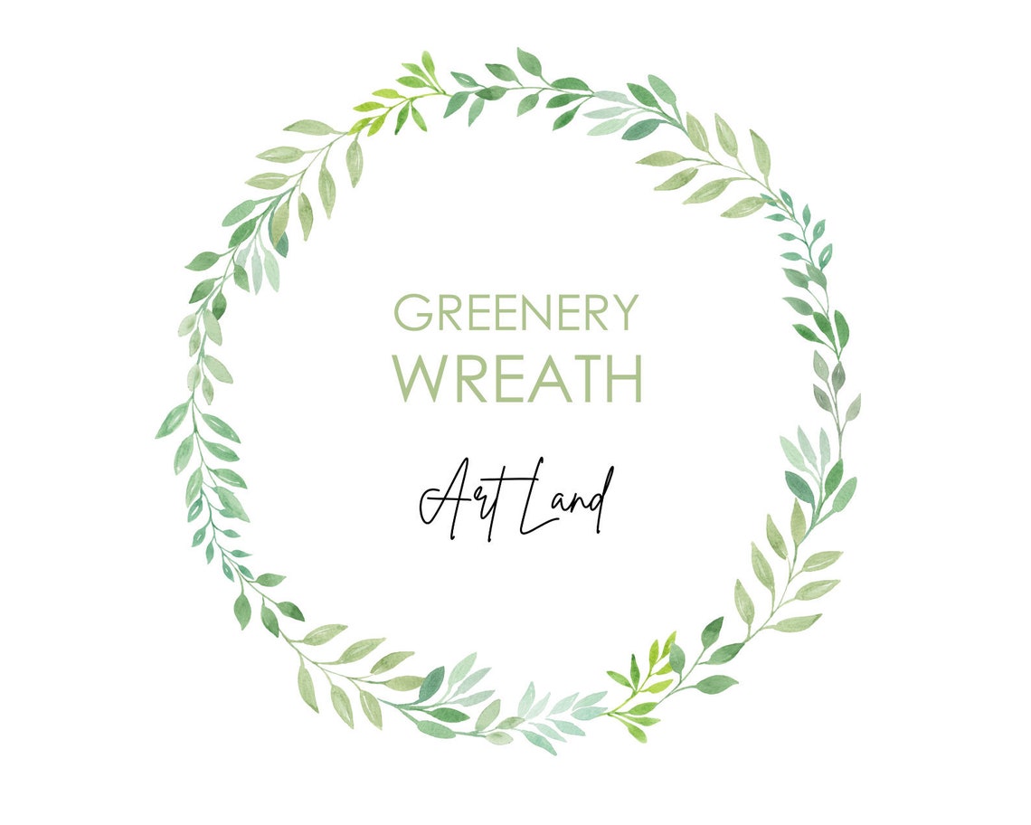 Greenery Wreath Clipart Watercolor Clip Art Wreath Foliage - Etsy
