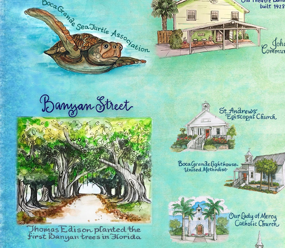 Boca Grande Map/ Gasparilla Island | Etsy