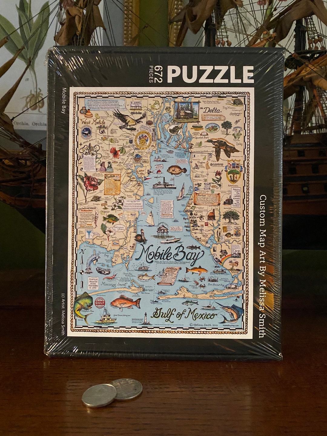 Puzzle- Mobile Bay Map - Etsy