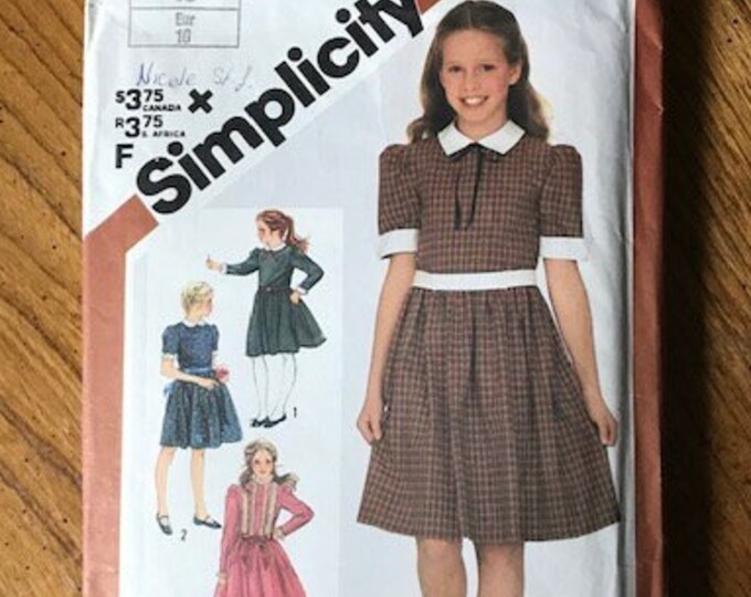 Vintage Simplicity, Girls' Dress, Gathered Skirt, Back Buttoned, Size ...